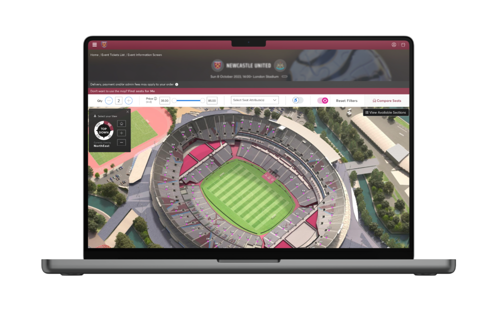 West Ham’s London Stadium brought to life by Ticketmaster’s Virtual Venue